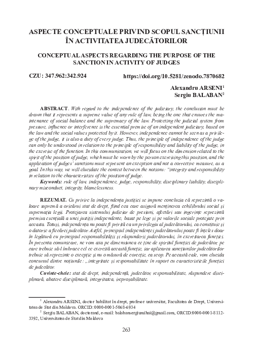 (PDF) Aspecte Conceptuale Privind Scopul Sancțiunii În Activitatea ...