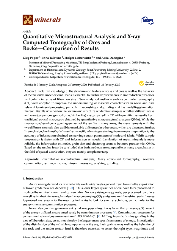 (PDF) Quantitative Microstructural Analysis and X-ray Computed Tomography of Ores and Rocks ...