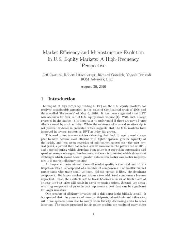 (PDF) Market efficiency and microstructure evolution in US equity ...
