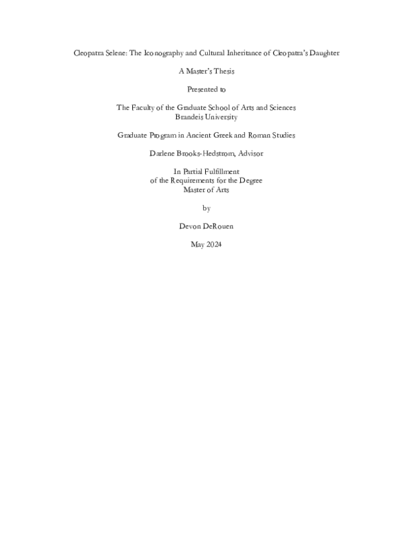 (PDF) Cleopatra Selene: The Iconography and Cultural Inheritance of ...