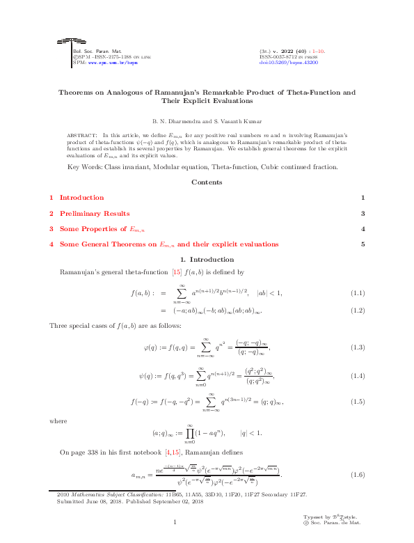Pdf Theorems On Analogous Of Ramanujans Remarkable Product Of Theta Function And Their