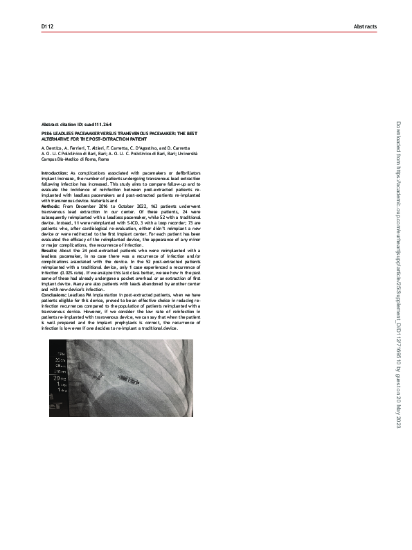 (PDF) P186 Leadless Pacemaker Versus Transvenous Pacemaker: The Best ...
