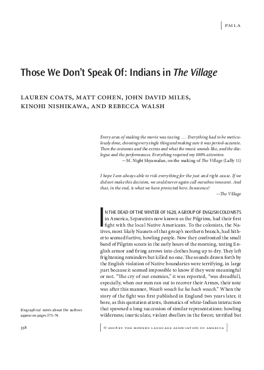 (PDF) Those We Don’t Speak of: Indians in The Village
