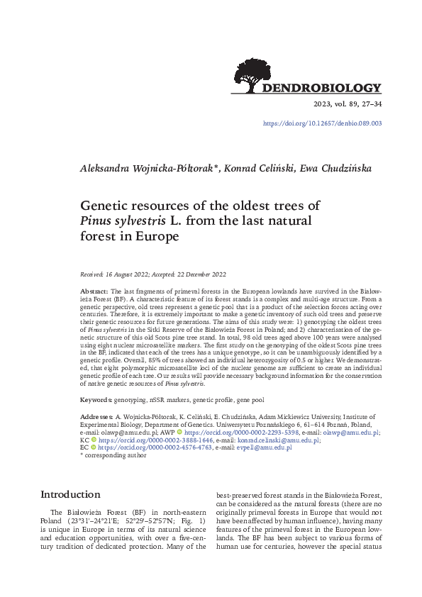 (PDF) Genetic resources of the oldest trees of Pinus sylvestris L. from ...