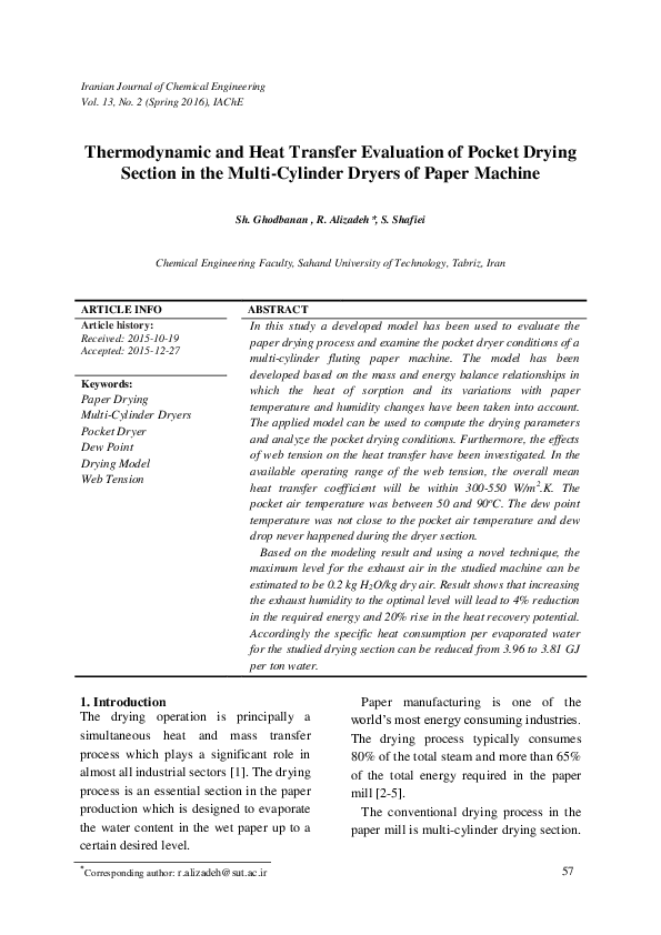 (PDF) Thermodynamic and Heat Transfer Evaluation of Pocket Drying ...