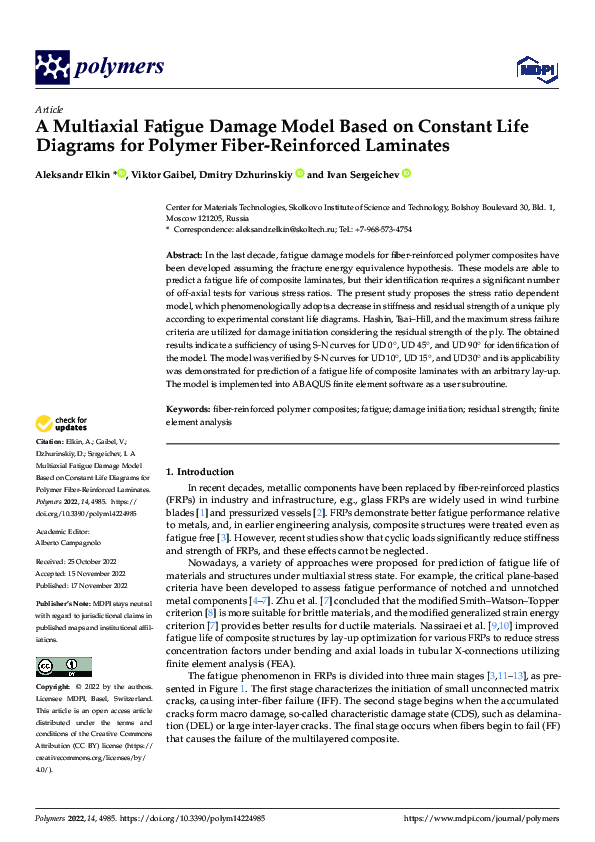 (PDF) A Multiaxial Fatigue Damage Model Based on Constant Life Diagrams ...