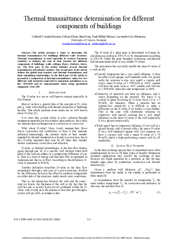 (PDF) Thermal transmittance determination for different components of ...