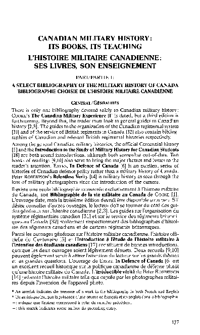 (PDF) Canadian Military History: Its Books, Its Teaching