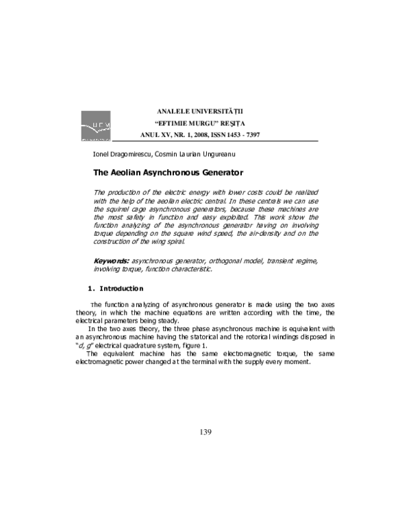 (PDF) The Aeolian Asynchronous Generator