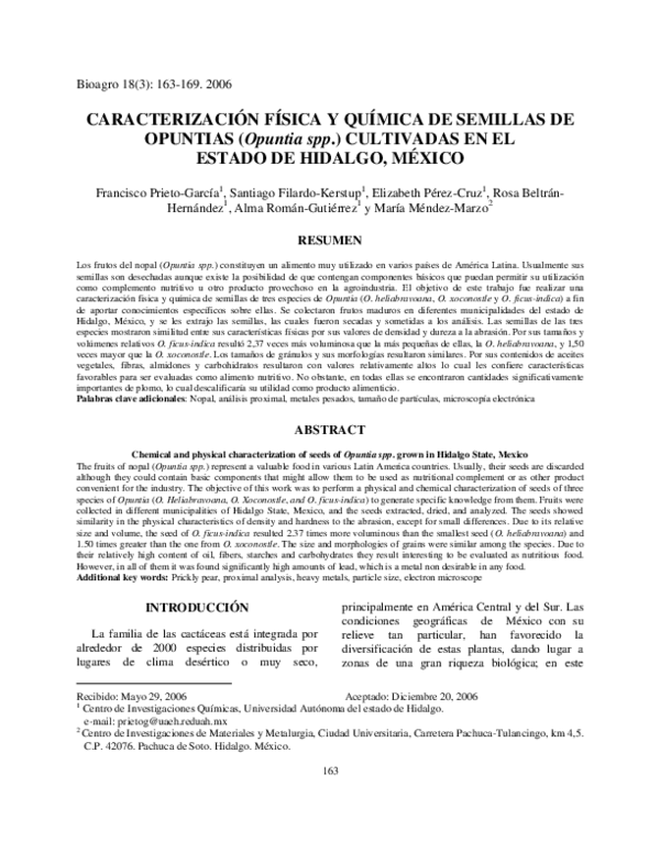 (PDF) Caracterización Física y Química De Semillas De