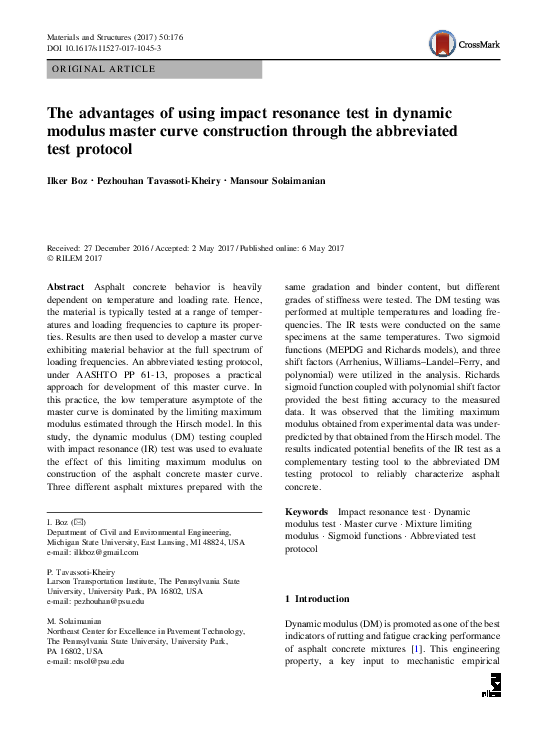(PDF) The advantages of using impact resonance test in dynamic modulus ...