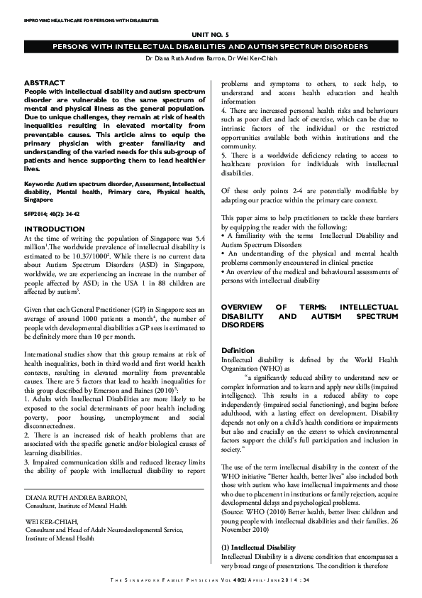 (PDF) Persons with Intellectual Disabilities and Autism Spectrum Disorders