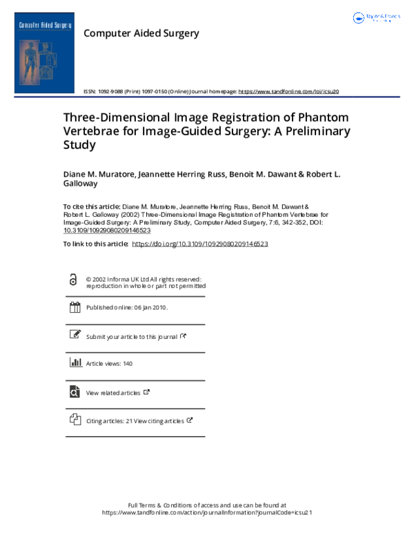 (PDF) Three-dimensional image registration of phantom vertebrae for ...