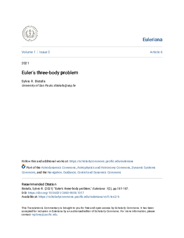 (PDF) Euler's three-body problem