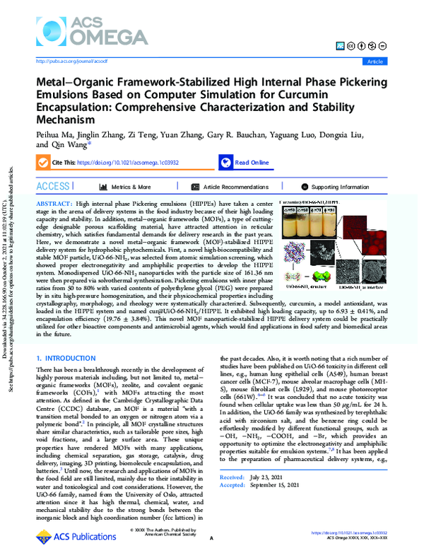 (PDF) MetalOrganic Framework-Stabilized High Internal Phase Pickering ...