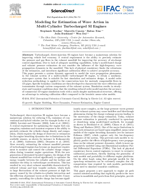 Pdf Modeling For Estimation Of Wave Action In Multi Cylinder Turbocharged Si Engines
