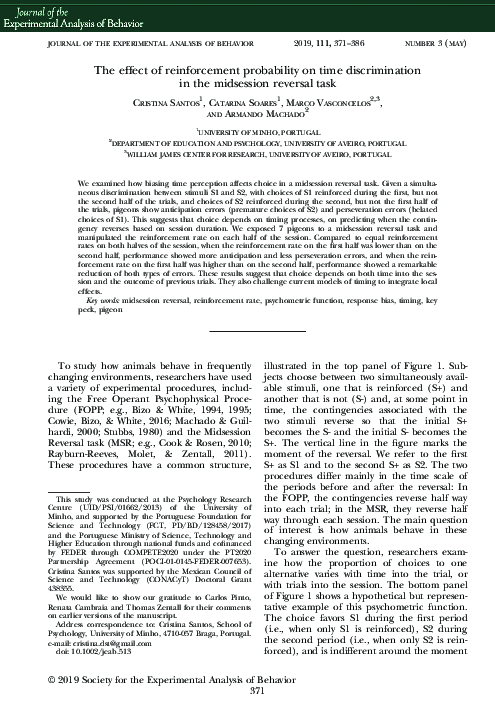 (PDF) The effect of reinforcement probability on time discrimination in ...