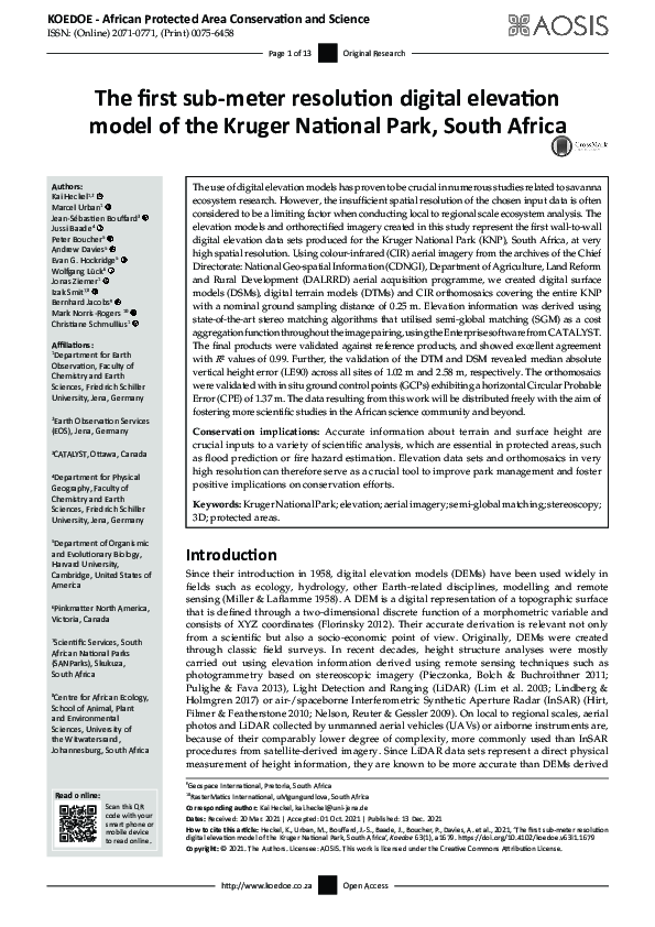 (PDF) The first sub-meter resolution digital elevation model of the ...