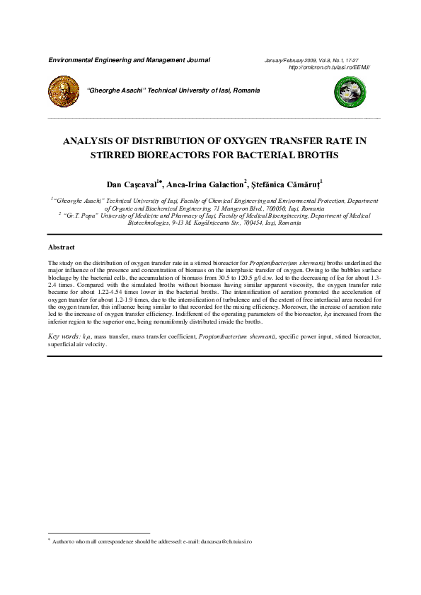 (PDF) Analysis of Distribution of Oxygen Transfer Rate in Stirred ...