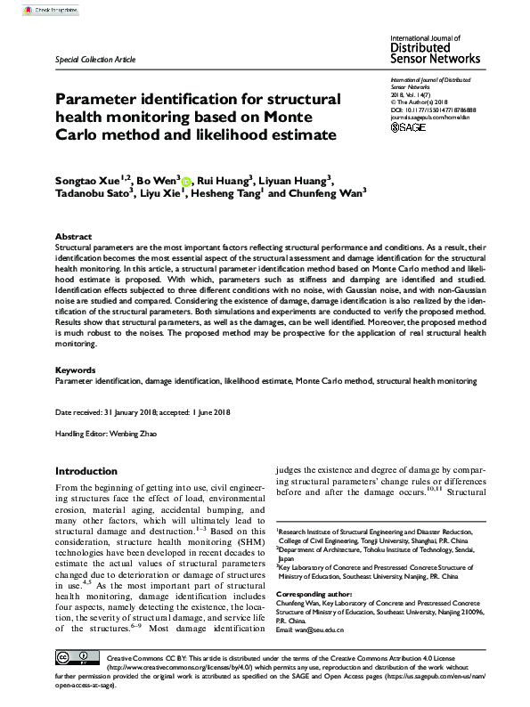 (PDF) Parameter identification for structural health monitoring based on Monte Carlo method and ...