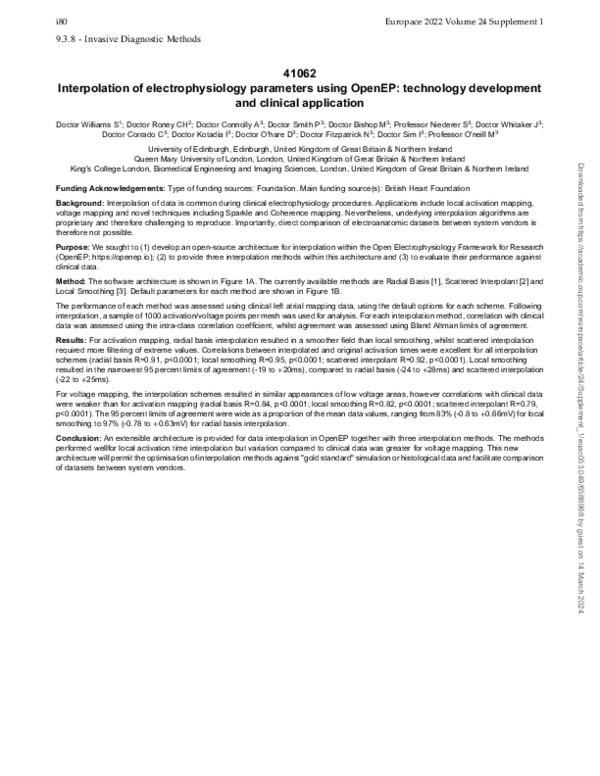 (PDF) Interpolation of electrophysiology parameters using OpenEP: technology development and ...