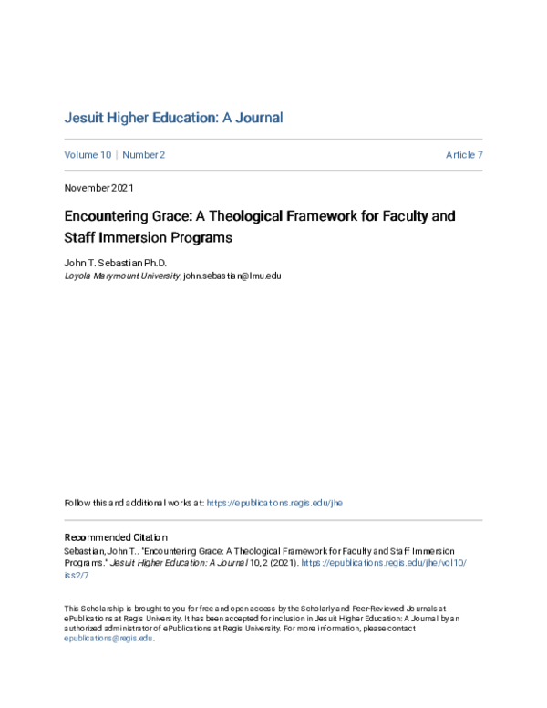 (PDF) Encountering Grace: A Theological Framework for Faculty and Staff ...