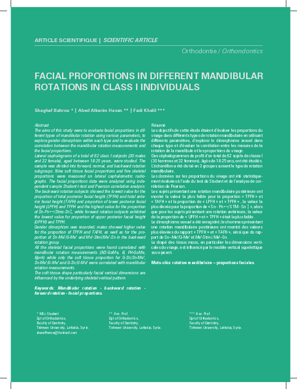(PDF) Facial Proportions in Different Mandibular Rotations in Class I ...