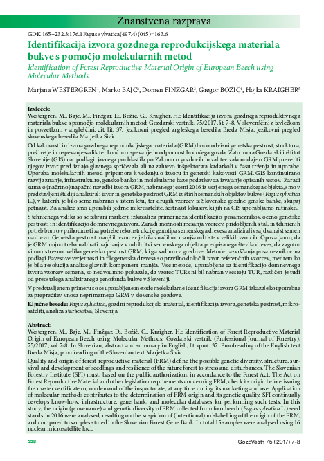 (PDF) Identification of forest reproductive material origin of European ...