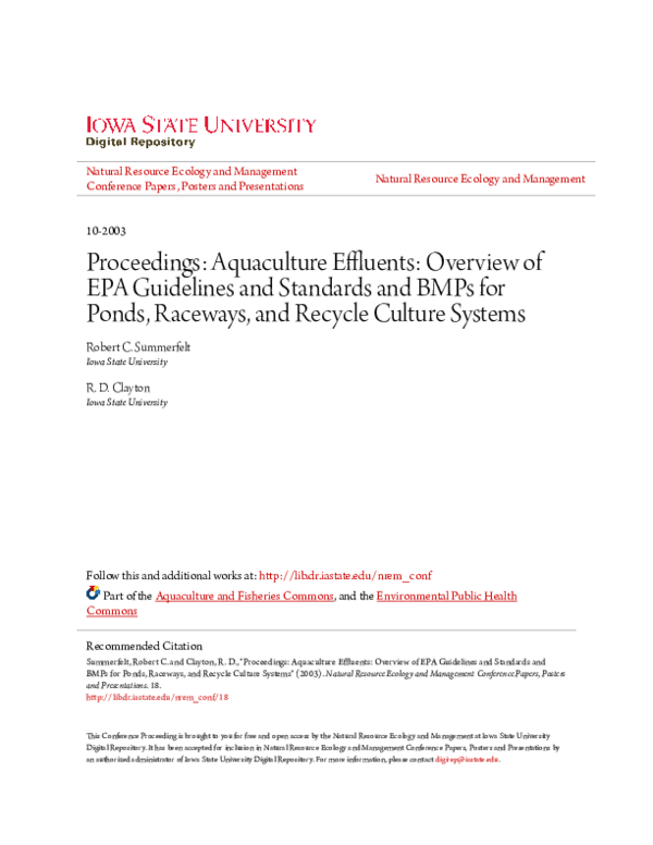 (PDF) Proceedings: Aquaculture Effluents: Overview of EPA Guidelines ...