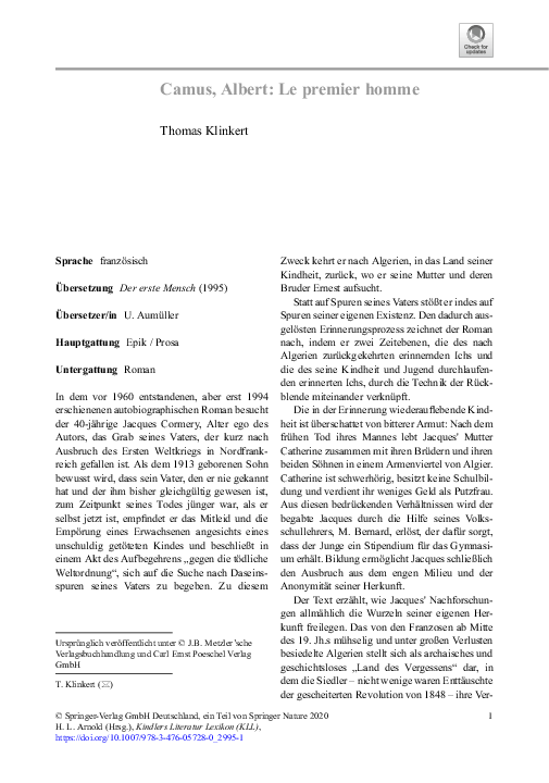 (PDF) Camus, Albert: Le premier homme