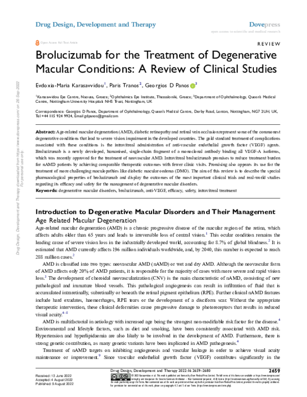(PDF) Brolucizumab for the Treatment of Degenerative Macular Conditions ...