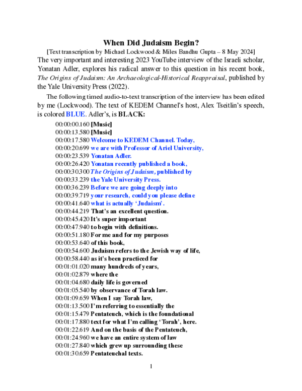 (PDF) When Did Judaism Begin?