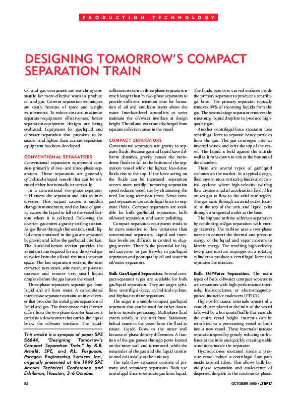 (PDF) Designing Tomorrow's Compact Separation Train