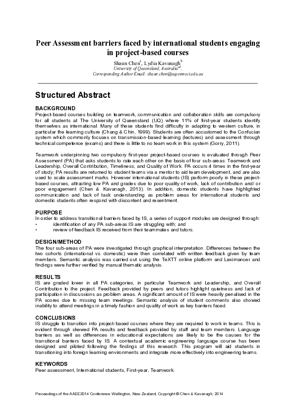 (PDF) Peer assessment barriers faced by international students engaging ...