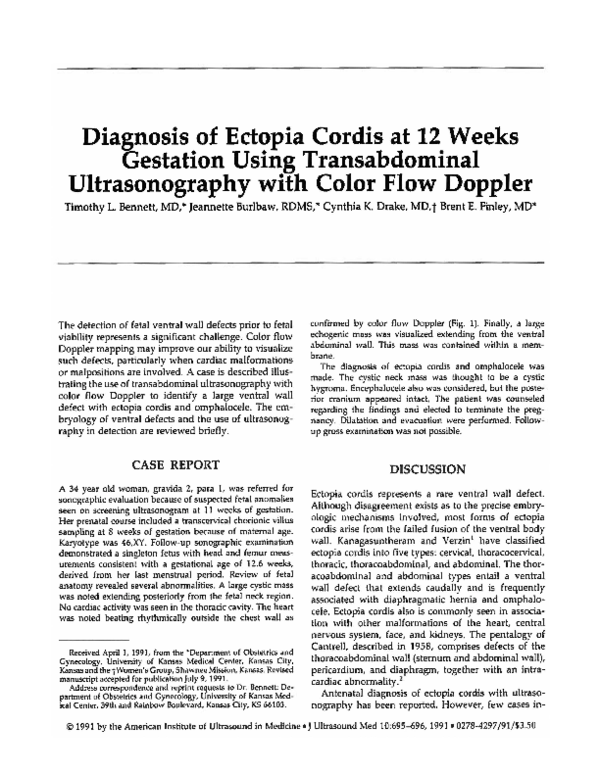 (PDF) Diagnosis of ectopia cordis at 12 weeks gestation using transabdominal ultrasonography ...