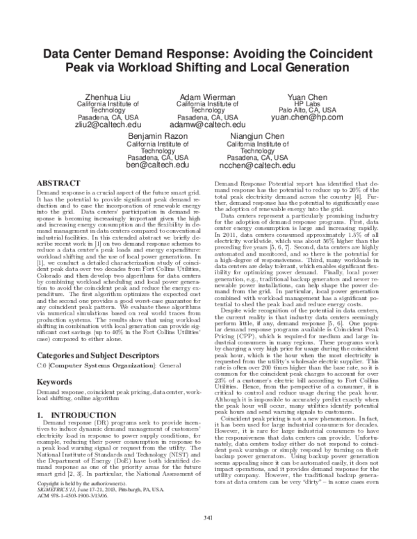 (PDF) Data center demand response