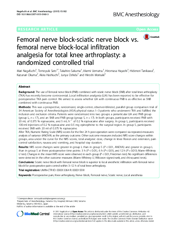 (PDF) Femoral nerve block-sciatic nerve block vs. femoral nerve block ...