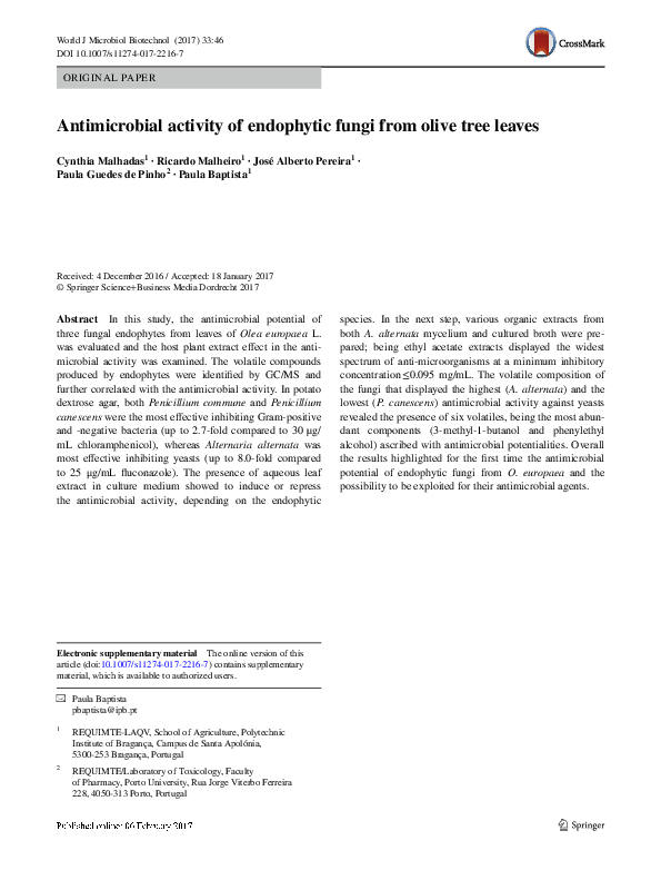 (PDF) Antimicrobial activity of endophytic fungi from Andalas (Morus ...