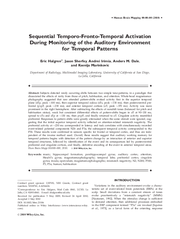 (PDF) Sequential temporo-fronto-temporal activation during monitoring of the auditory ...