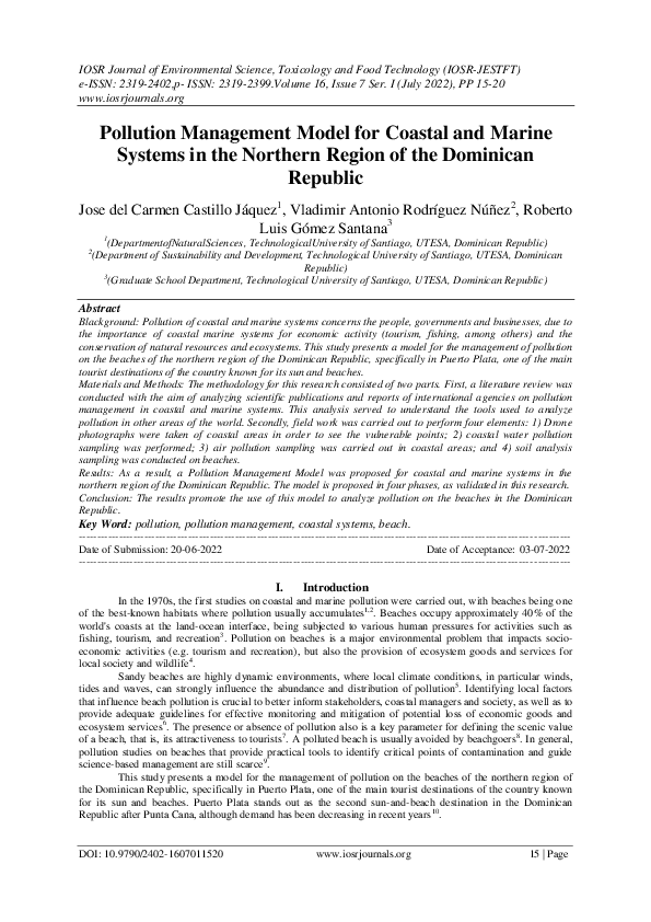 (PDF) Pollution Management Model for Coastal and Marine Systems in the ...