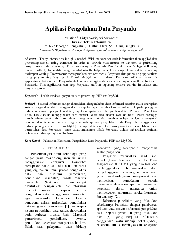 (PDF) Aplikasi Pengolahan Data Posyandu