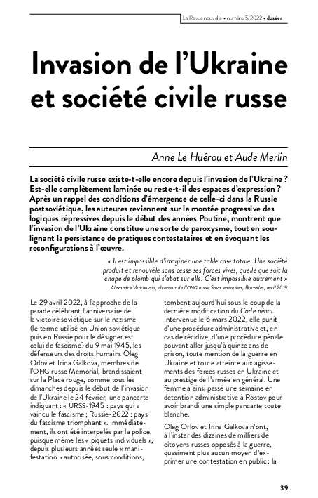 (PDF) Guerre en Ukraine : voix de Russie