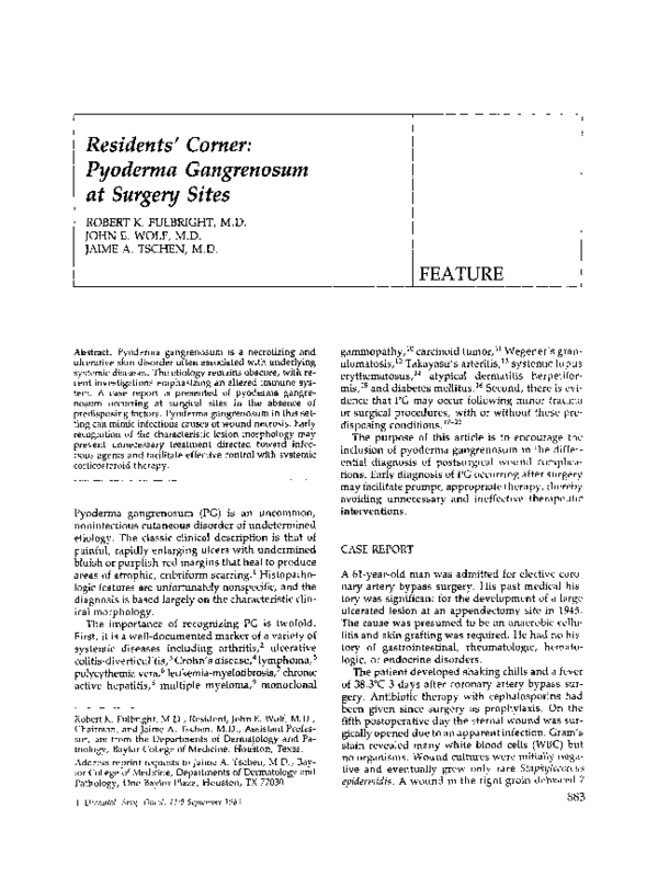 (PDF) Residents' Corner: Pyoderma Gangrenosum at Surgery Sites | Jaime ...