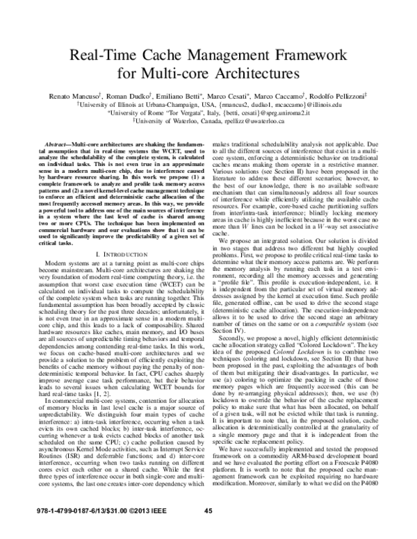 (PDF) Real-time cache management framework for multi-core architectures