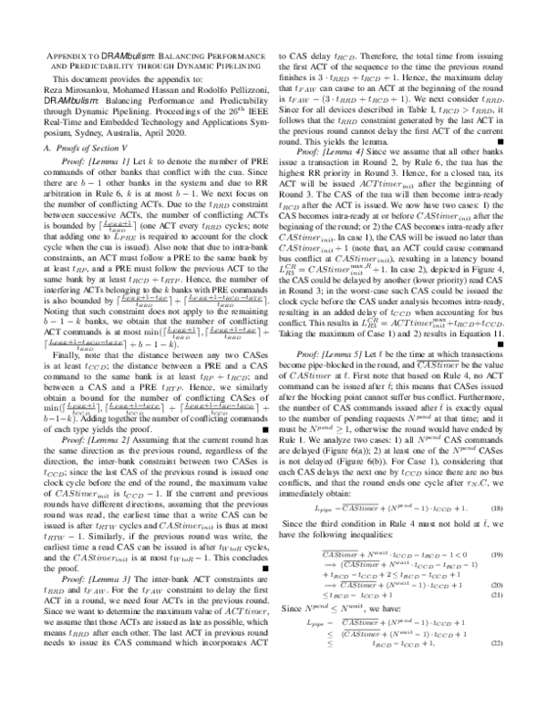 (PDF) APPENDIX to DRAMbulism: Balancing Performance and Predictability through Dynamic Pipelining