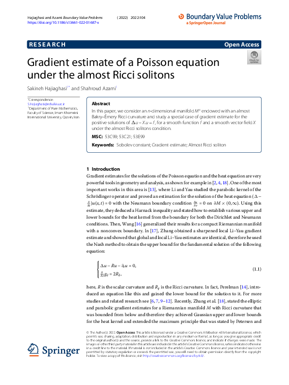 (PDF) Gradient estimate of a Poisson equation under the almost Ricci ...