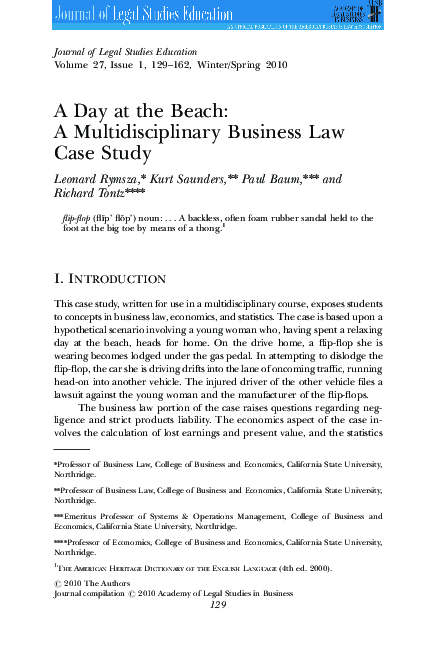 (PDF) A Day at the Beach: A Multidisciplinary Business Law Case Study ...