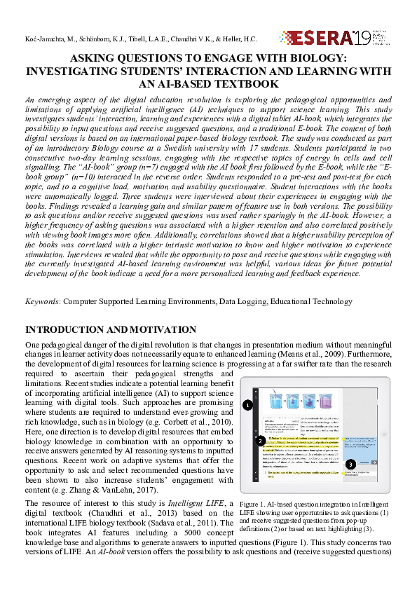 (PDF) Asking questions to engage with biology: Investigating students ...