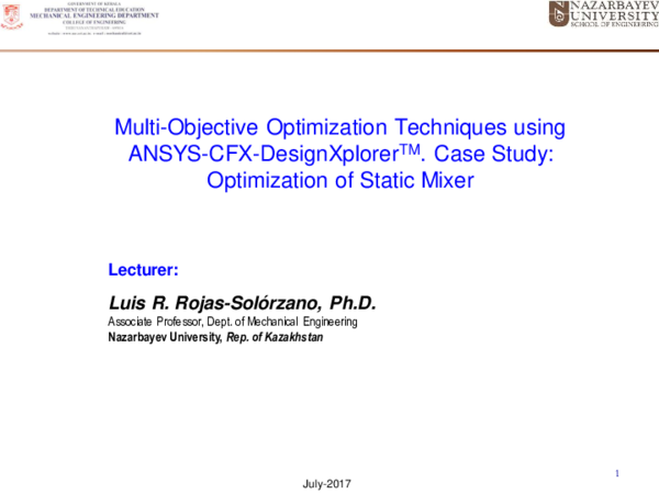 (PDF) Multi-Objective Optimization Techniques using ANSYS-CFX-DesignXplorerTM. Case Study ...