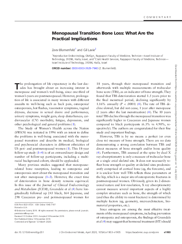 (PDF) Menopausal Transition Bone Loss: What Are the Practical Implications